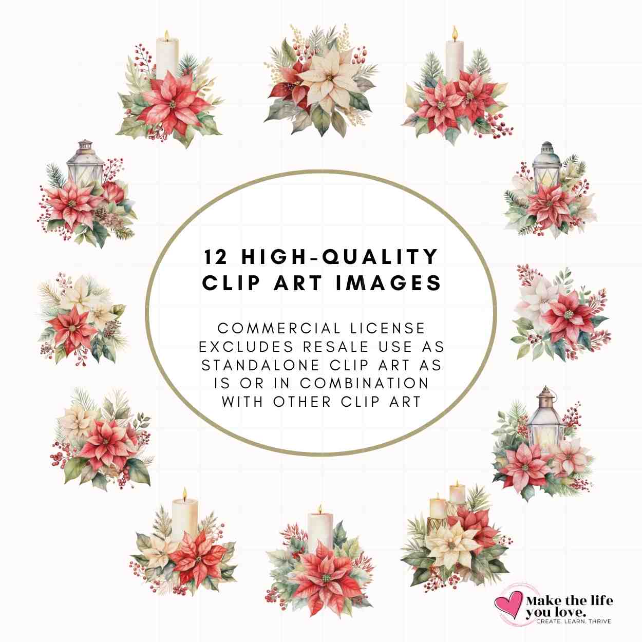 Christmas Poinsettias Clipart Set 1 – Make The Life You Love